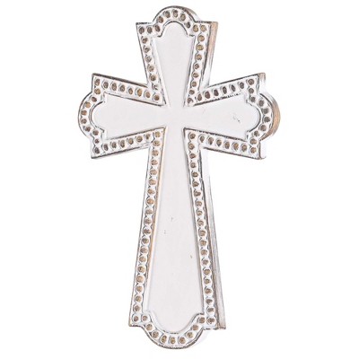 Dicksons WCR-196 Sculpted Flare Cross Distressed Whitewash 7 Inch Resin ...