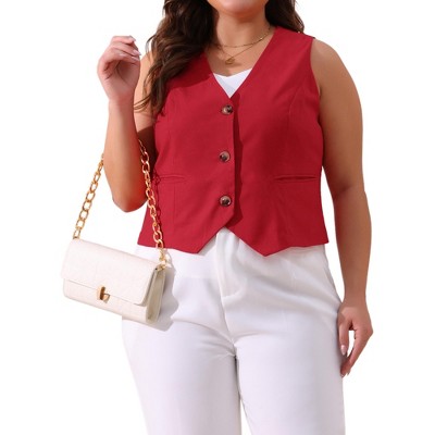 Grace & Grandeur Women's Plus Size Sleeveless V-neck Button Down ...