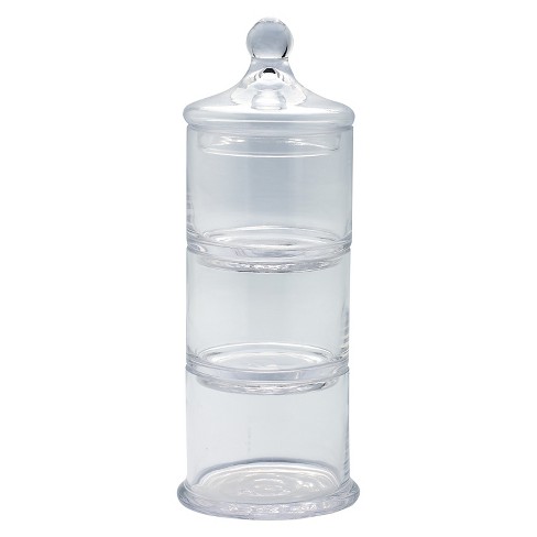 Diamond Star Three Part Glass Bowl Tower With Lid: Cylinder Shape ...
