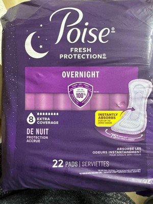 Poise Overnight Incontinence Pads for Women - Ultimate Extra Coverage ...
