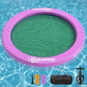Outsunny 8FT Inflatable Water Hammock, Round Floating Ring, Inflatable ...