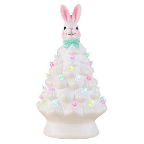 Mr. Cottontail Nostalgic 8" Ceramic Led Easter Bunny Tree, White : Target