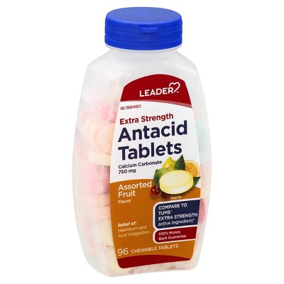 Leader Extra Strength Chewable Tablets Assorted Fruit Flavor Antacid ...