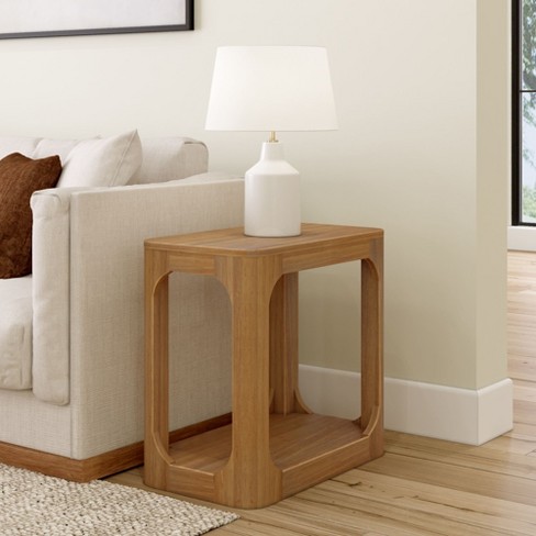 Plank+beam Rectangular Side Table With Shelf, Slim Side Table For ...