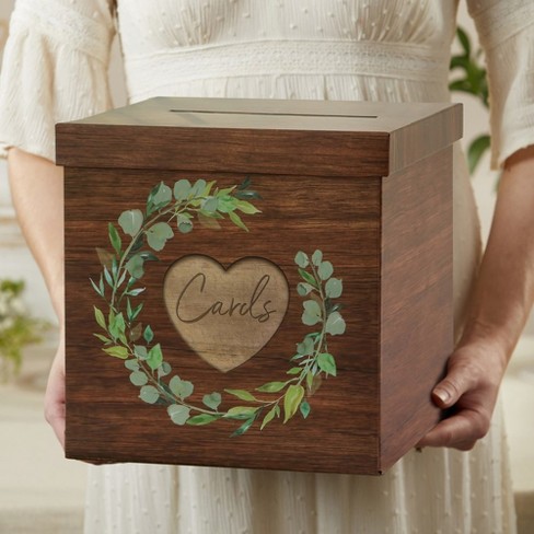 Kate Aspen Rustic Brown Wood Card Box | 28653na : Target