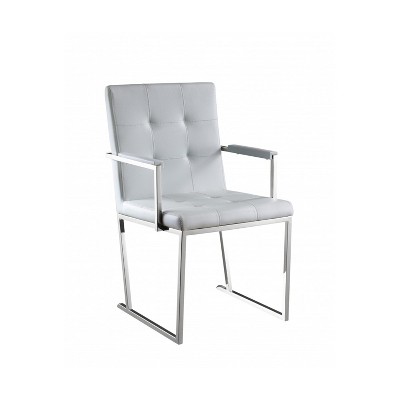 HomeStock 32 in. Brown Faux Leather Arm Chair (1-Piece) of with Metal ...