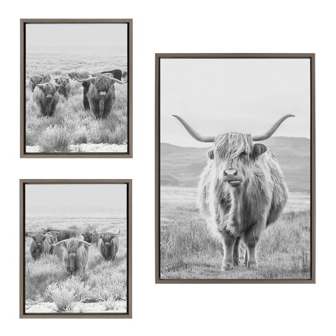 Kate & Laurel All Things Decor: Sylvie Highland Cow Canvas Set, Modern ...