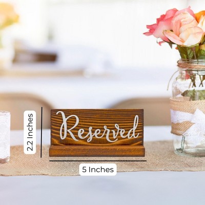 Darware Wooden Reserved Brown Signs For Tables 6pk; Rustic Real Table ...