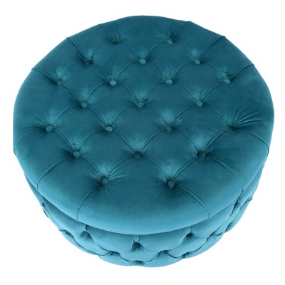 Westintrends Round Velvet Tufted Storage Ottoman For Living Room ...