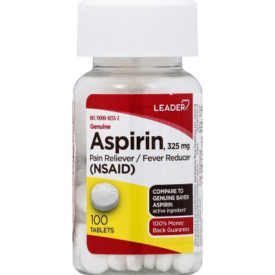Leader Genuine Aspirin 325 mg Tablets for Temporary Pain Relief and ...