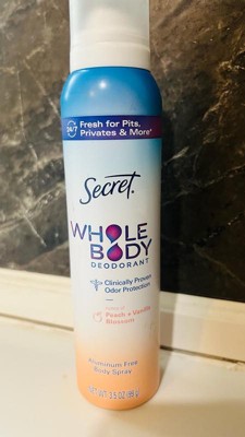 Secret Whole Body Deodorant Spray - Peach & Vanilla - Aluminum-Free 3 ...