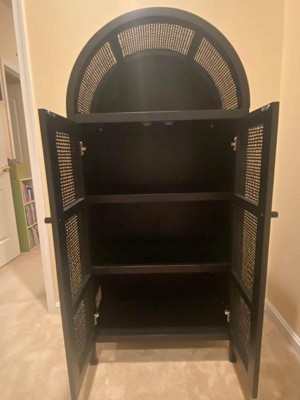 Woven Arched Wood Cabinet Black - Threshold™ : Target