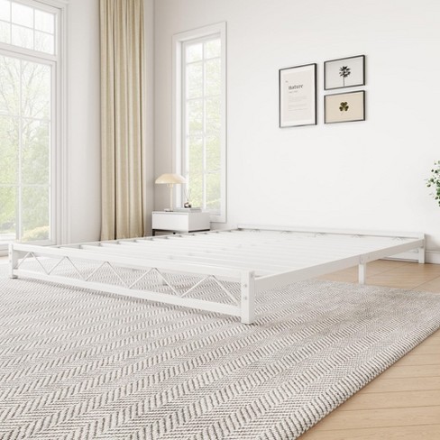 6 Inch Queen Size Metal Platform Bed Frame With Wavy Pattern : Target