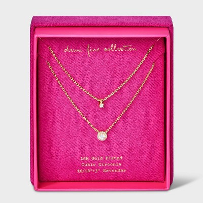 Cubic Zirconia Multi-strand Chain Necklace - A New Day™ Gold : Target