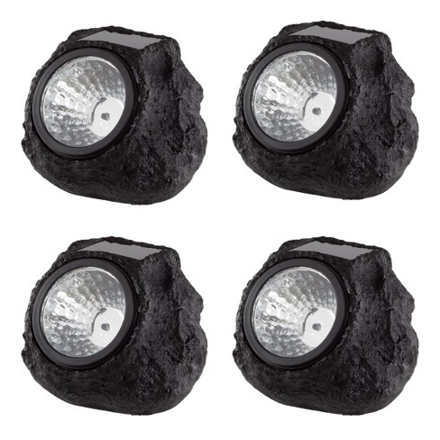 Nature Spring Solar-powered Led Rock Lights – Black And Gray, 4-pack ...