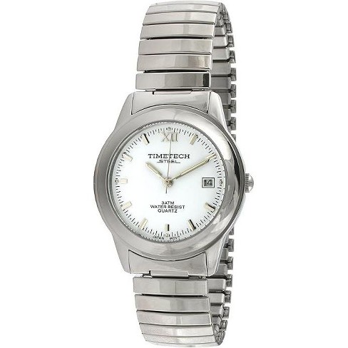 Timetech Women's Round Stainless Steel White Dial Expansion Watch : Target