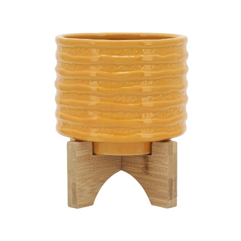 Sagebrook Home Textured Ceramic Planter Pot With Stand : Target