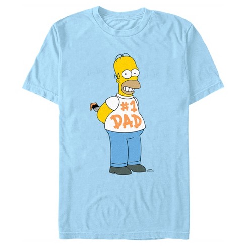 Men's The Simpsons Homer #1 Dad Paint T-shirt - Light Blue - Medium ...