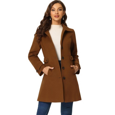 Allegra K Women's Winter Classic Single Breasted outwear Overcoat With ...