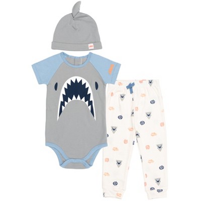 Jaws Baby Bodysuit Jogger Pants And Hat 3 Piece Outfit Set Newborn To ...