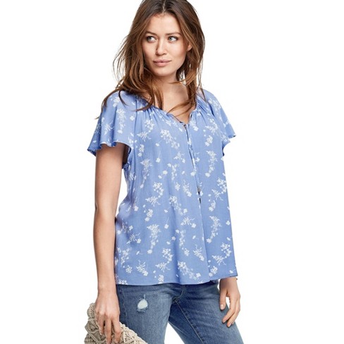 Ellos Women's Plus Size Flutter Sleeve Blouse : Target