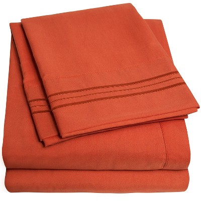 3 Piece Sheet Set, Ultra Soft 1800 Series Collection - Twin, Rust : Target
