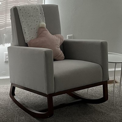 2-in-1 Fabric Upholstered Rocking Chair Nursery Armchair With Pillow ...