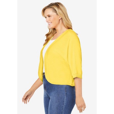 Woman Within Rib Trim Cardigan Shrug Sweater - 6X, Primrose Yellow : Target