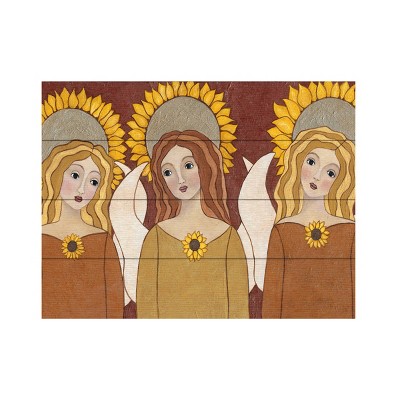 Trademark Fine Art Medana Gabbard Angels And Sunflowers Wood Slat Art ...