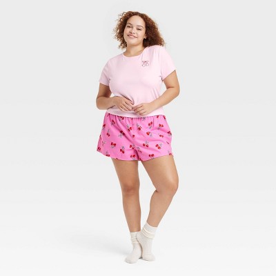 Women's Cherry Sleep T-shirt - Colsie™ Pink 1x : Target