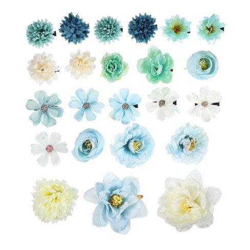Unique Bargains Women's Fake Flowers Hair Clips Blue 23 Pcs : Target