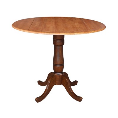 35.5" Davidson Round Dual Drop Leaf Dining Table Pedestal Black ...