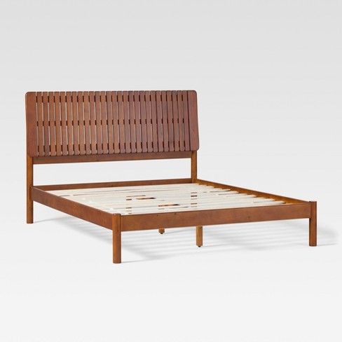 Saracina Home Queen Vertical Slat Headboard Bed Brown: Solid Pine, Mid ...