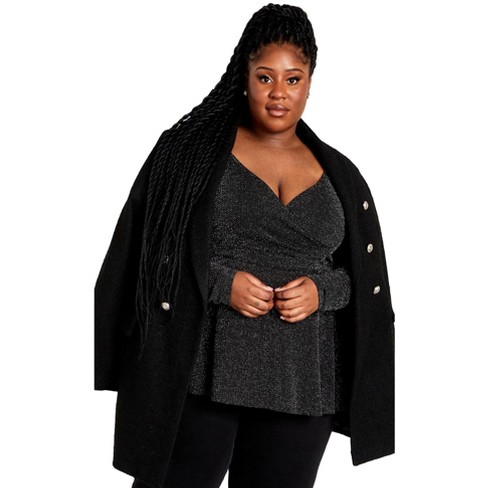 Avenue Women's Plus Size Glam Peplum Top - 14, Silver : Target