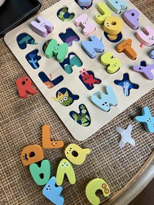 Wooden Abc Puzzle - 27pc - Gigglescape™: Alphabet Peg Toy, Educational ...