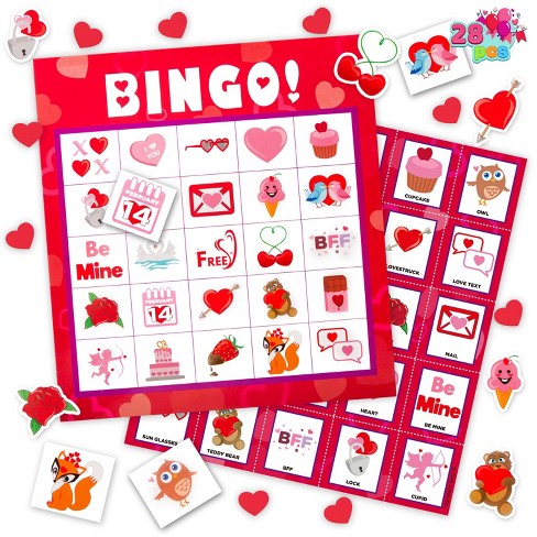 Joyfy 28 Packs Valentine's Day Bingo Card Game For Kids' Classroom ...