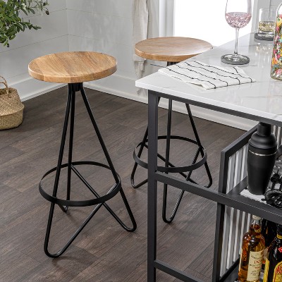 Jonathan Y Spiroa 30" Modern Industrial Metal/wood Backless Circular ...