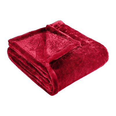 Red Microplush Throw Fleece Blanket By Bare Home : Target
