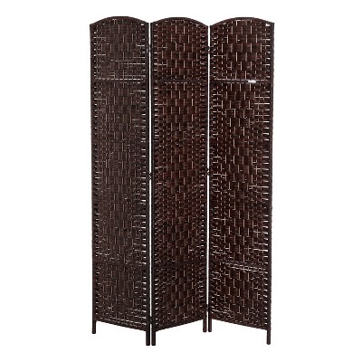 Homcom 6' Tall Wicker Weave 3 Panel Room Divider Privacy Screen - Brown ...