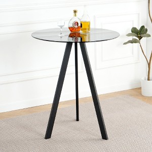 Xiyuye Round Dining Table Tempered Glass Dining Room Table Bar Table ...