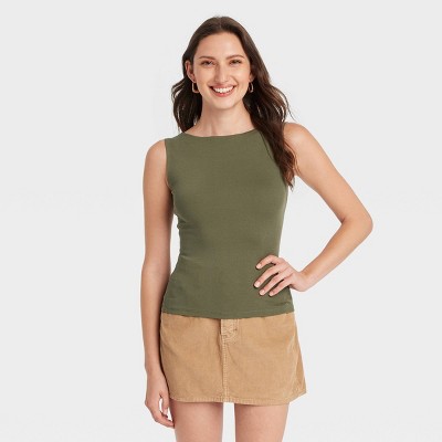 Women's Fitted Tank Top - Universal Thread™ Olive Green Xl : Target