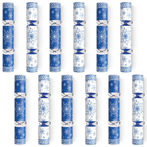 Fun Little Toys 12 Pcs Christmas Cracker Blue And White Snow Flake : Target