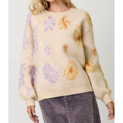 Women's Floral Pullover Sweater - Mystree : Target