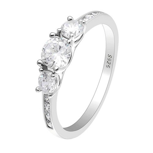 Anastasia Engagement Ring Sterling Silver 3 Stone Wedding Ginger Lyne ...