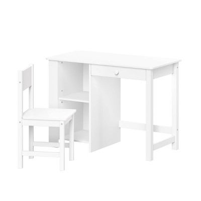 Kids' Desk And Chair Set With Cubbies And Bookracks White - Riverridge ...