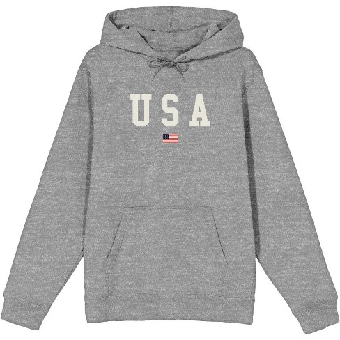 Americana Usa Flag Long Sleeve Adult Hooded Sweatshirt-xl-heather Gray ...