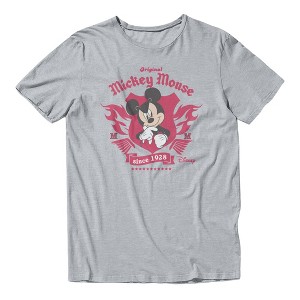 Disney Mickey Mouse Mens Since 1928 Flaming Shield T Shirt - Sport Grey ...