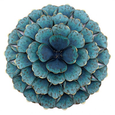 Luxenhome White And Gold Flower Metal Wall Decor : Target