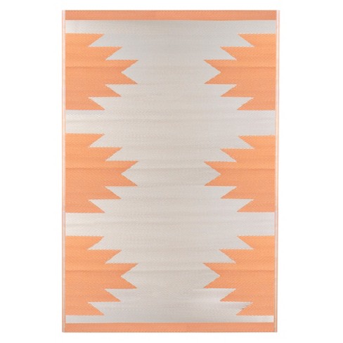 Northlight 4' X 6' Orange And Beige Aztec Print Rectangular Outdoor ...
