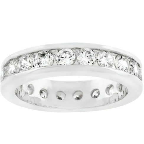 Slickblue Classic Silvertone Channel Set Cubic Zirconia Eternity Band ...